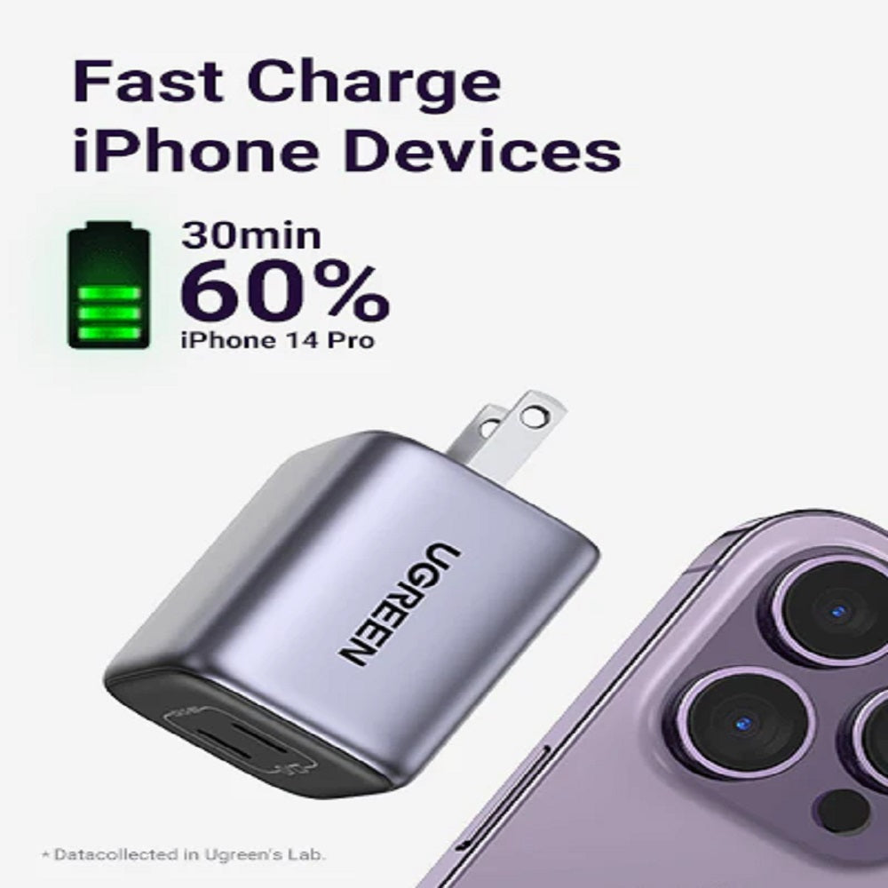UGREEN CD294 90572 Cargador de pared para iPhone Nexode 45w USB C GaN con 2 puertos