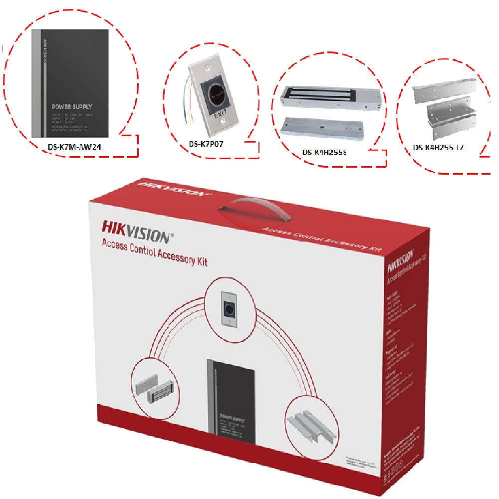HIKVISION DS-KAS-7M01 Kit de acceso inc: fuente, cerradura 600lbs, sop