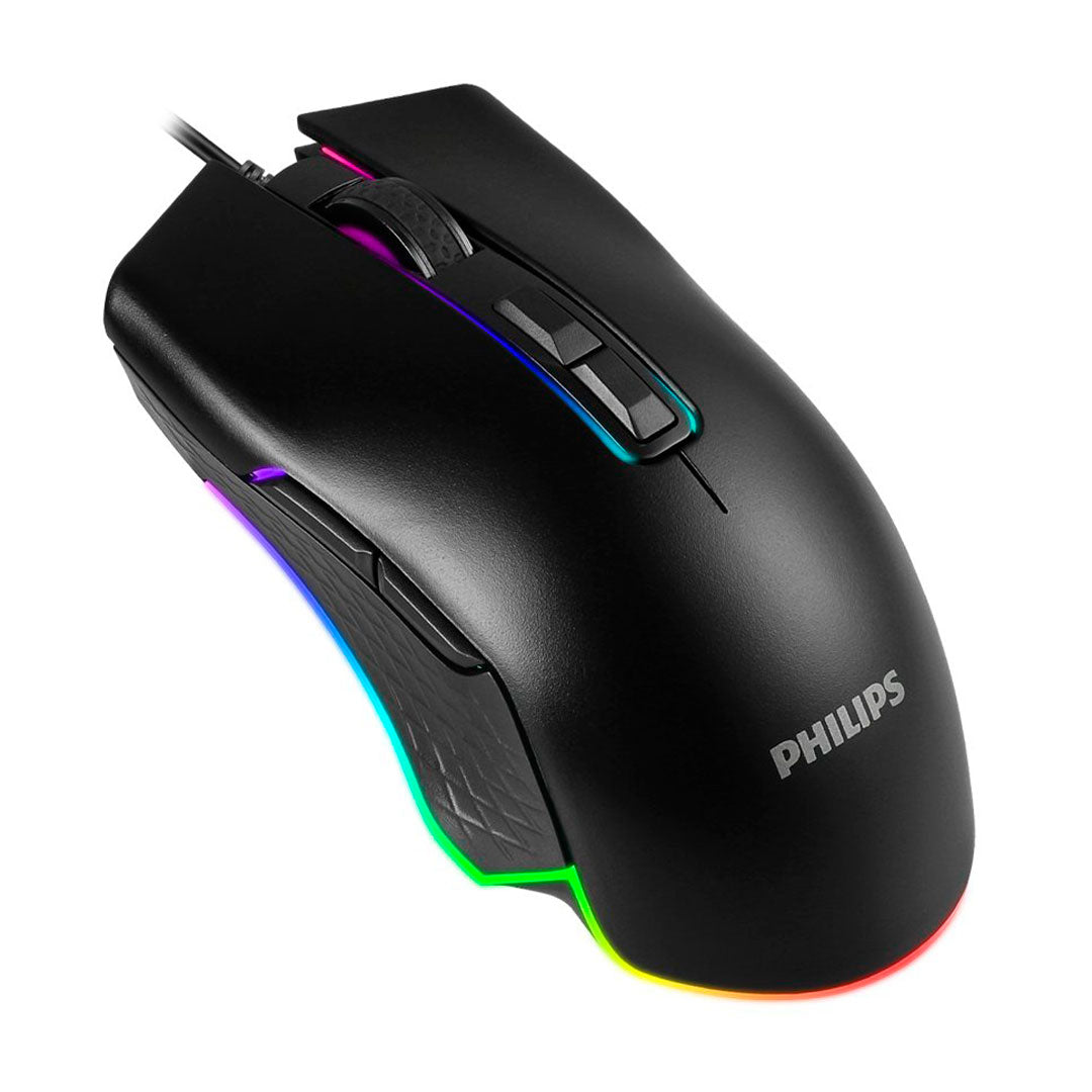 PHILIPS G201 SPK9201BL Mouse Optico Gamer RGB 8 Botones USB 2.0 Negro
