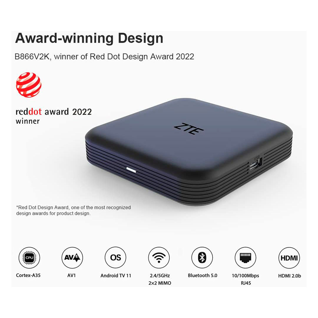 ZTE ZXV10 B866V2K TV Box android 11 WiFi 5 con control de voz hey Goog