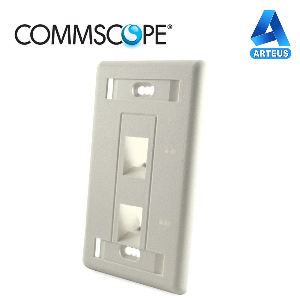 COMMSCOPE 1375155-1, 2-Port Angled Wall Plate | Almond | Label