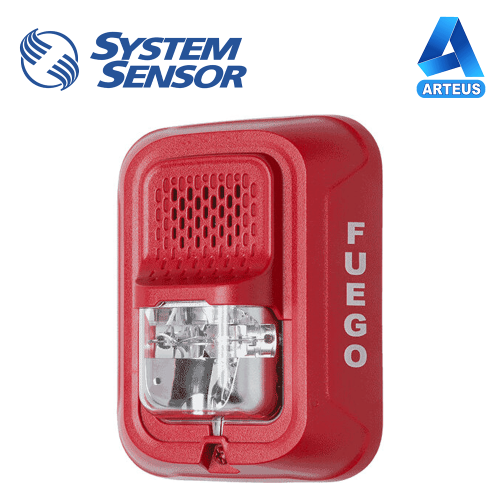 Sirena con luz estrobo SYSTEM SENSOR P2RL-SP para uso interior 24v -12v
