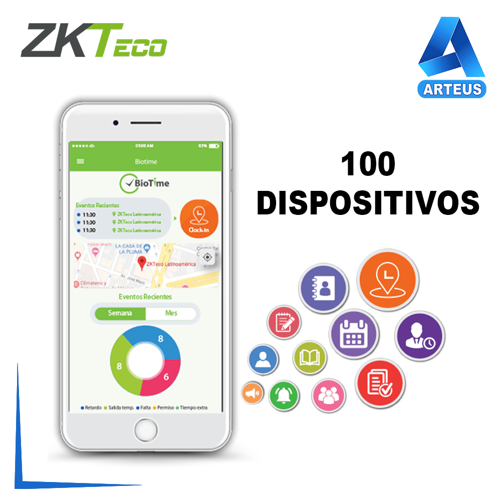 ZKTECO ZKBT-APP-P100, Biotime app herramienta de gestión de asistencia